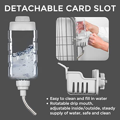 Vannon Dog Water Dispenser for Cage Leakproof Crate Water Bottle for Dogs & Rabbits Pet Auto Feeding Water Bottle Nozzle Diameter: 12mm, Top Fill, BPA Free