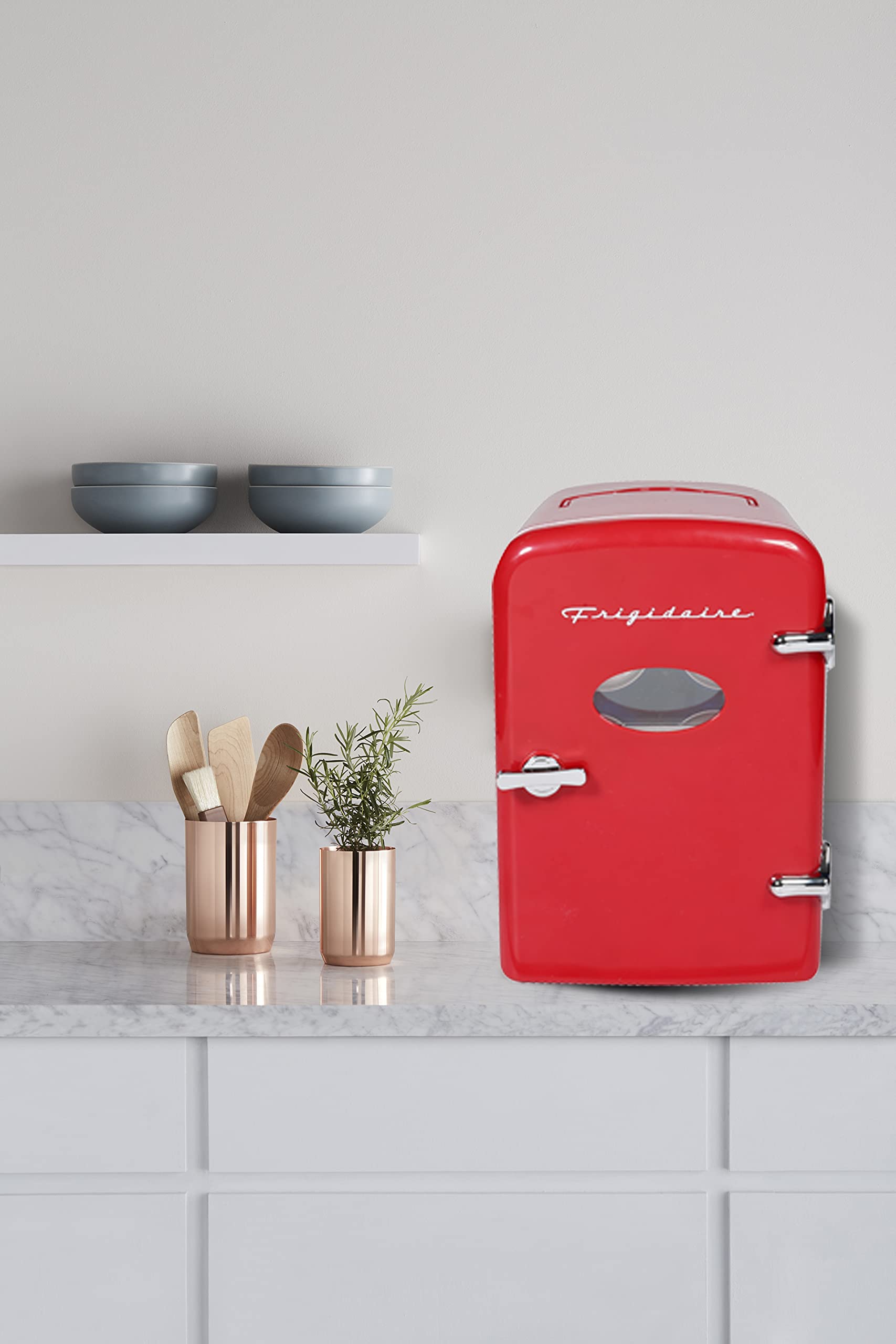 Frigidaire EFMIS175-RED Portable Mini Fridge-Retro Extra Large 9-Can Travel Compact Refrigerator, RED (Renewed)