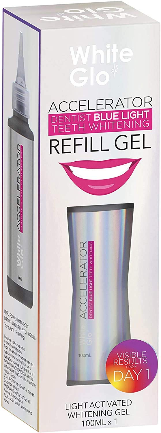 White Glo Accelerator Teeth Whitening Refill Gel for Sensitive Teeth and Gums, 3 Months of Professional Treatment, Carbamide Peroxide, Papaya, Pineapple Enzyme for Best Teeth Whitening Results - 3.4oz