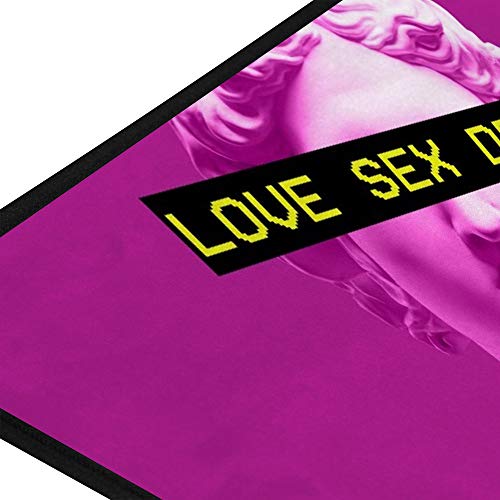 Kuizee Kitchen Rug Area Rug Plaster Head Sculpture Pink Retro Art Trendy Vaporwave Bathroom Hallway Entry Way Floor Non Slip Soft Water Absorbent 39×20 Inch