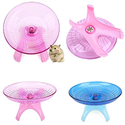 lizhi Flying Saucer Exercise Wheel for Small Pets Hamster Jogging Running Silent Spinner Hamster (Pink)