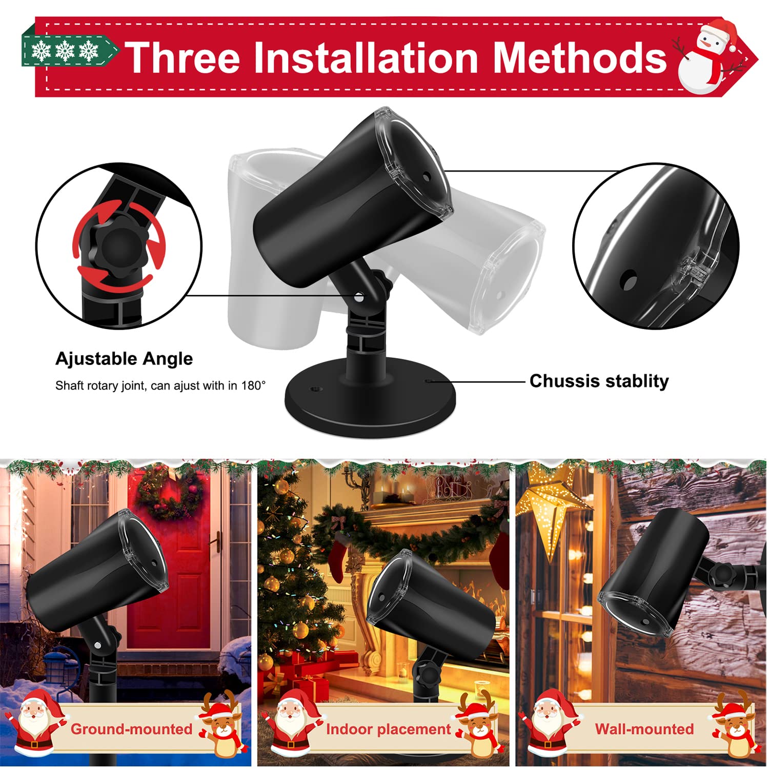 Christmas Projector Lights Outdoor Remote Controlled, Upgraded Rotating LED Lighting Projector Landscape Waterproof for Garden Patio Indoor Home Wedding Party Holiday Decorations