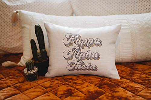 Sorority Shop Kappa Alpha Theta Pillow – Retro Design, 12" x 16" Lumbar Pillow Sorority