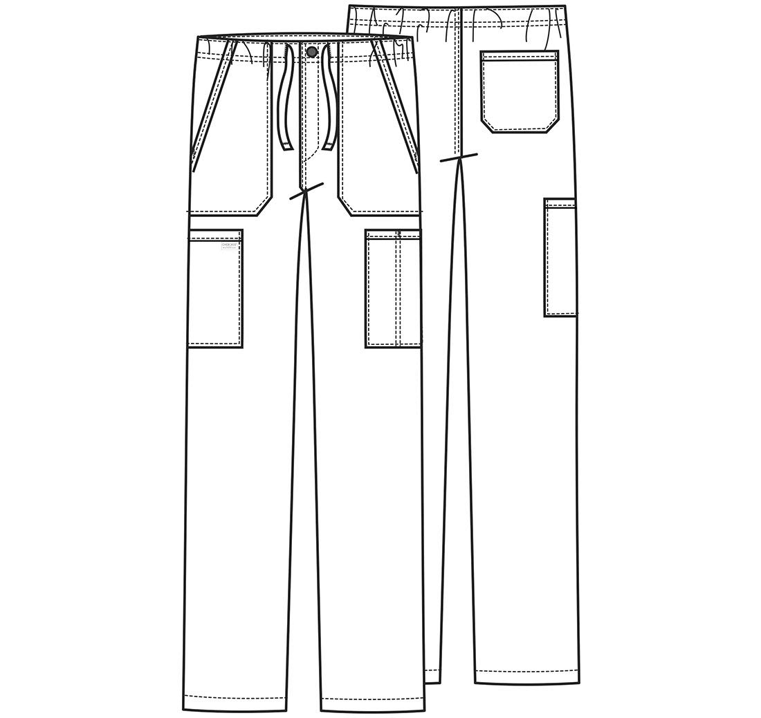 Cherokee Men Scrubs Pant Workwear Professionals Tapered Leg Fly Front Cargo WW190, M, Black