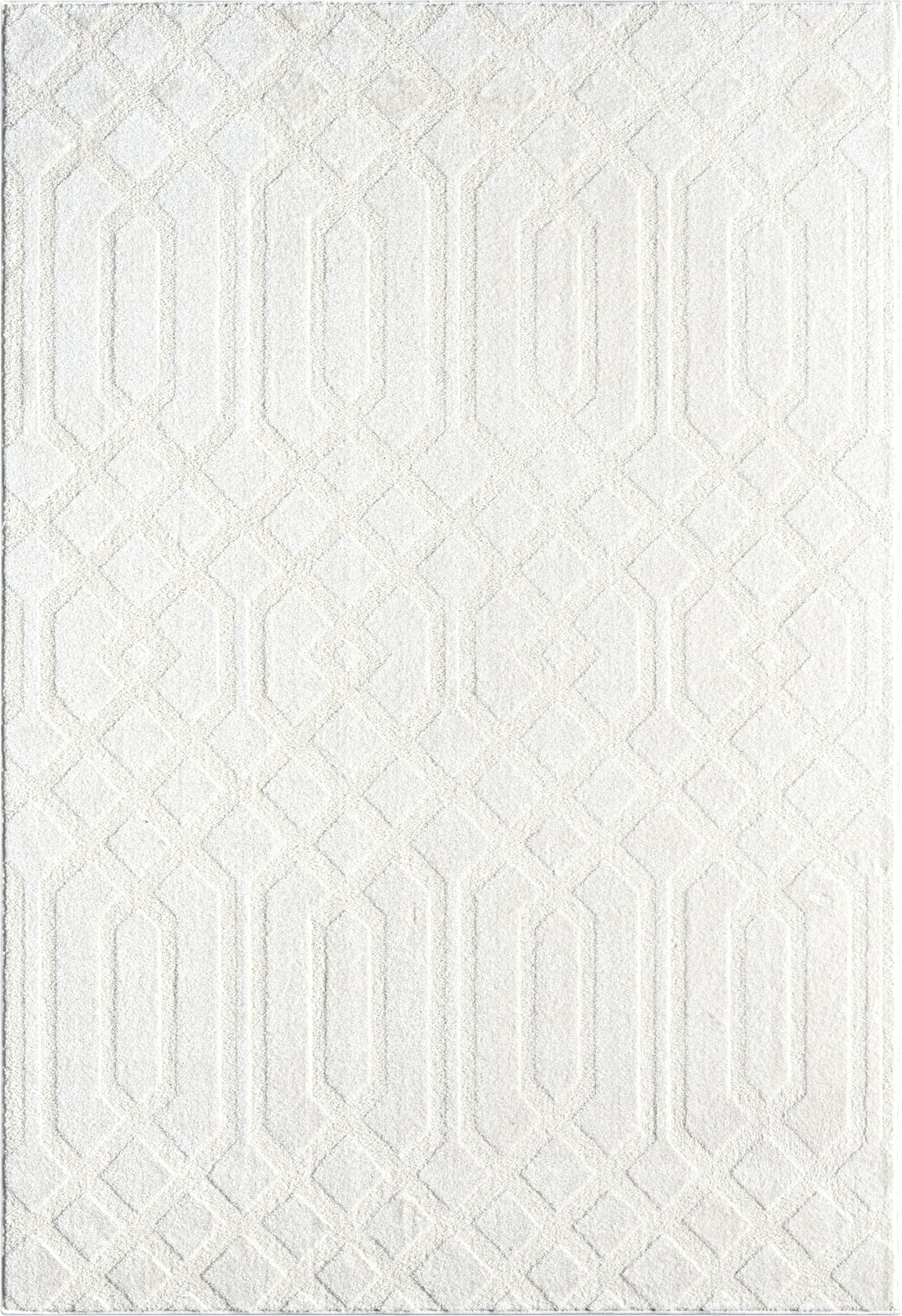 Abani Cozy Cream Area Rug for Living Room, Bedroom - Geometric Diamond Pattern - 8' x 10' - Durable & Easy to Clean