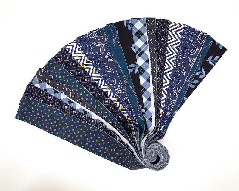 20 Pieces Fabric Cute, Beautiful It's All Navy Jelly Roll 2.5 inch pre-Cut, Cute 100% Cotton Fabric Quilting Strips 2.5"