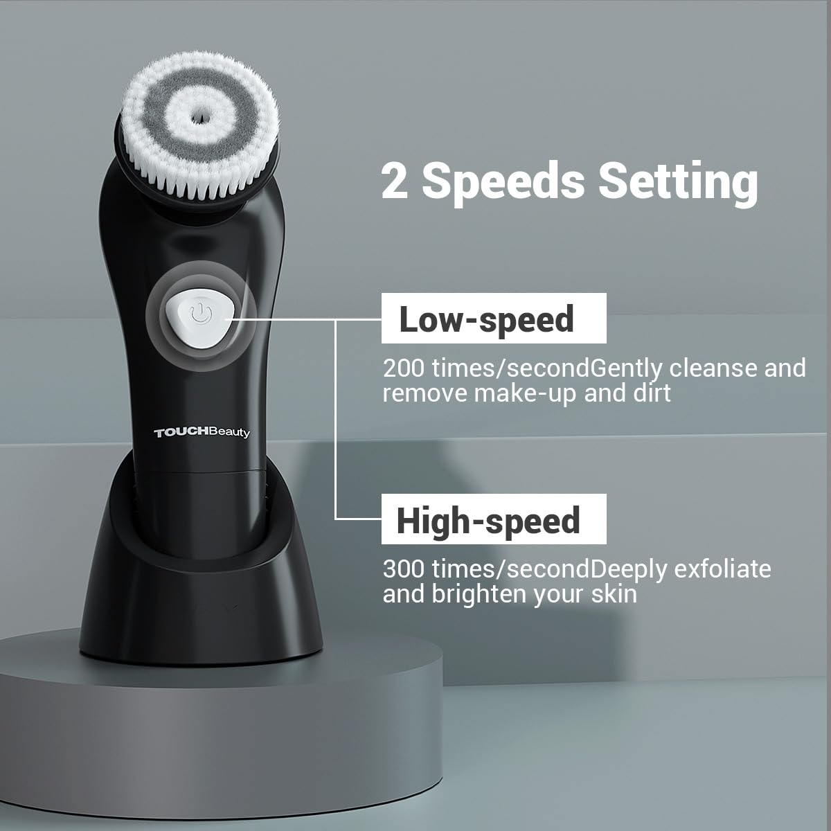 TOUCHBeauty Facial Brush for Men Skin Scrubber with Advanced 6 Degree Oscillating Vibration Cleansing Technology, Waterproof Men's Facial Exfoliator Massager Black TB-1487