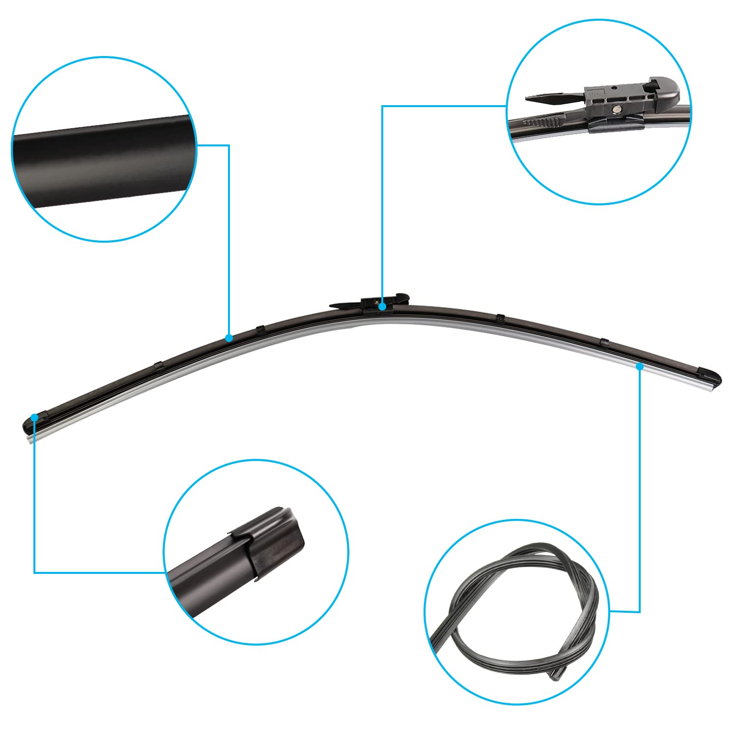 3 Wipers Compatible with 2011-2017 Ford Explorer Front and Rear Windshield Wiper Blades 26"/22"/11" Replace BB5Z-17528-E/D/A