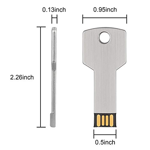 KOOTION 32GB USB Key Flash Drive Metal Thumb Drive USB 2.0 Memory Stick Keychain Tile Design, Sliver