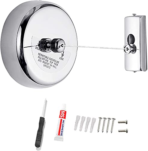 ITTA Round Retractable Clothesline with Adjustable Rope String Hotel Style Heavy Duty for Bathroom, Wall Mounted Laundry Drying Line for Shower, 9.3 Feets Indoor Clothes Line Washing Line