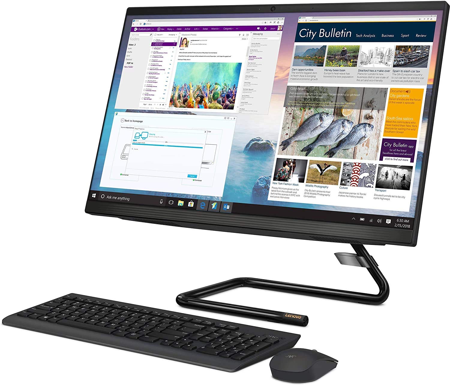 Lenovo IdeaCentre A340 23.8" FHD Touchscreen All-in-One AIO Desktop Computer, Intel Quad-Core i3-9100T (Beats i5-7400t), 4GB DDR4, 256GB PCIe SSD, DVD-RW, Windows 10, TWE Mouse Pad