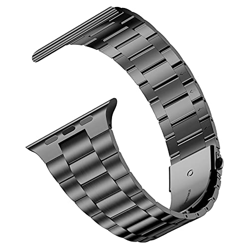 iiteeology Compatible with Apple Watch Band 42mm 44mm 45mm 49mm, Upgraded Solid Business Stainless Steel Band for Apple iWatch Ultra SE Series 8 7 6 5 4, Black