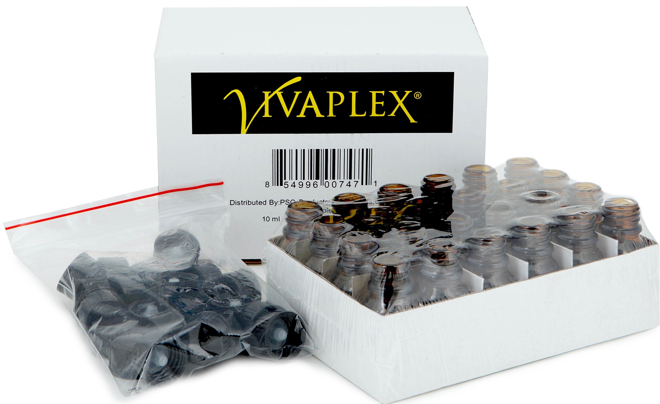 Vivaplex, 24, Amber, 10 ml (1/3 oz) Glass Bottles, with Lids