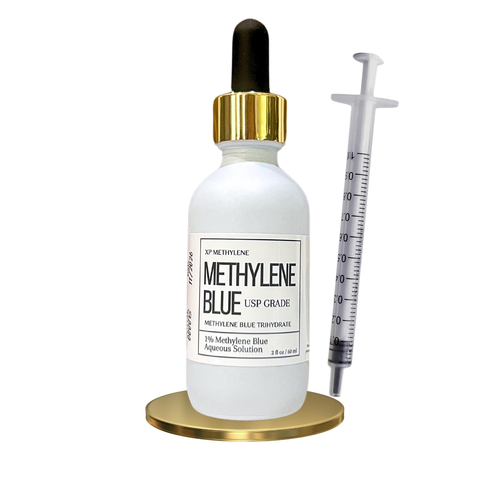 Methylene Blue Pharmaceutical Grade for Humans Premium Supplement- 2oz 1% Methylene Solution +99.9% Purity w/UV Protected Glass Dropper Bottle