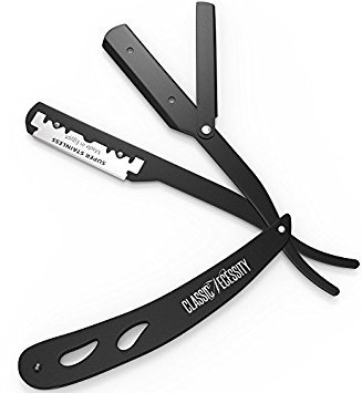 Classic Necessity Professional Barber Straight Razor for Mens Shaving | Pack of 20 Single Edge Premium Razor Blade | Cutthroat Stainless Steel Shavette with Swing Lock