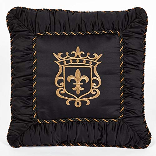 Jeffrey Home Exclusive Triomphe Embroidered Crest Square Pillow Latte 18" Square