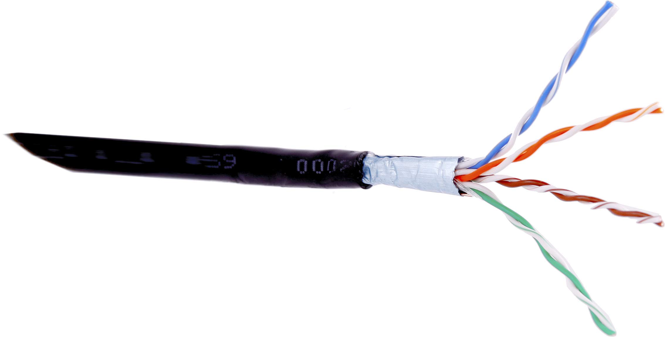 FiveStarCable 1000Ft Cat5e FTP 24AWG Outdoor Shielded Waterproof Direct Burial Rated 350MHz Bulk Ethernet Router LAN Cable Black (1000Ft, Cat5e(FTP))