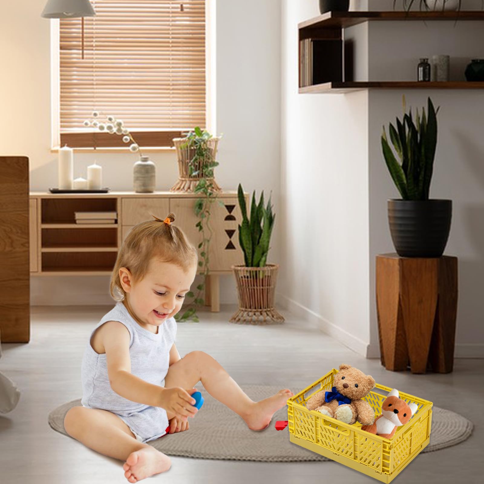 6 Colors Collapsible Storage Crates Plastic Organizing Pastel Baskets for Office Classroom 8.7 x 5.8 x 3.4 inches Pen Toys Cosmetics Basket