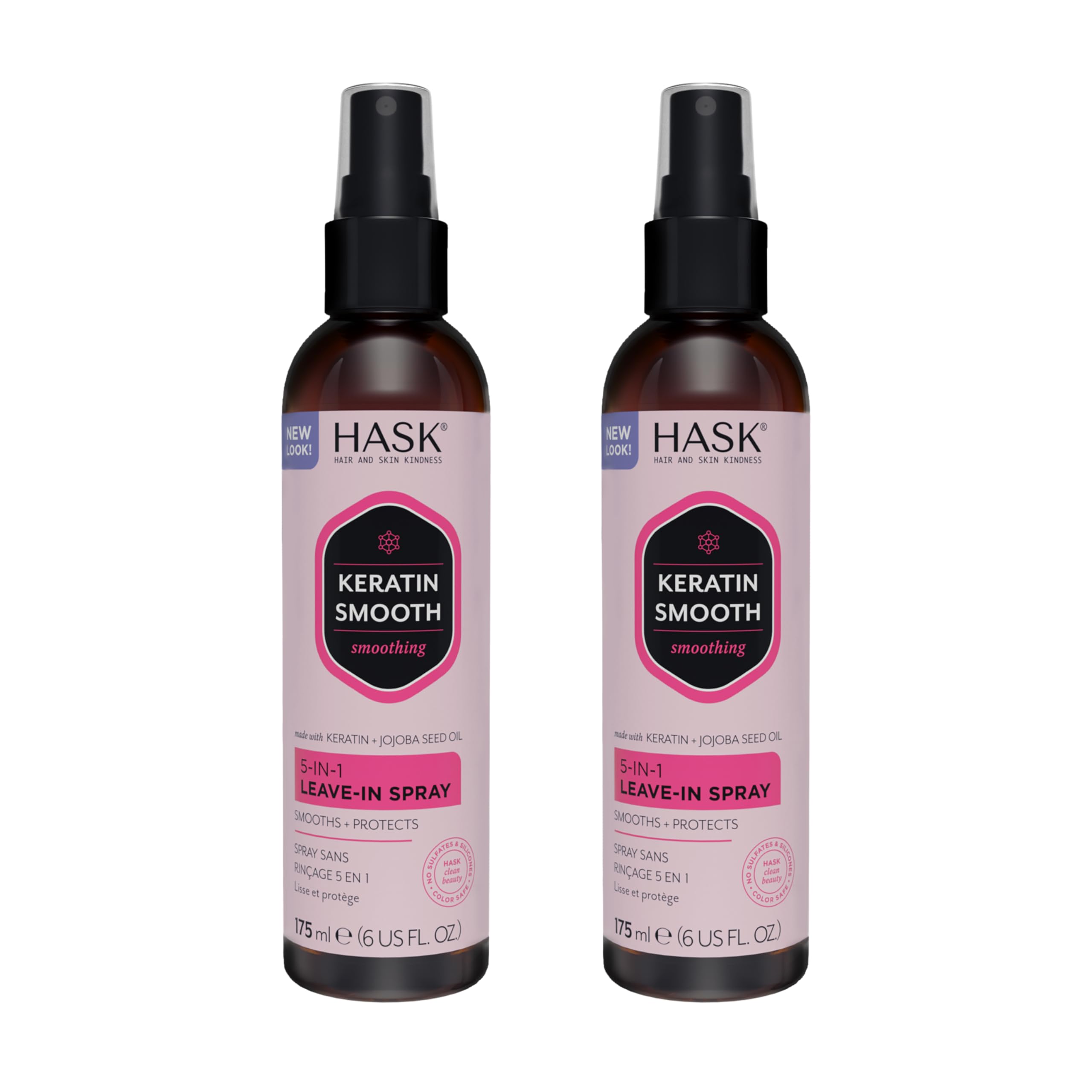 HASK Keratin 5-in-1 Leave In Conditioner Spray for all hair types, color safe, gluten free, sulfate free, paraben free - KERATIN 2 PIECE SET