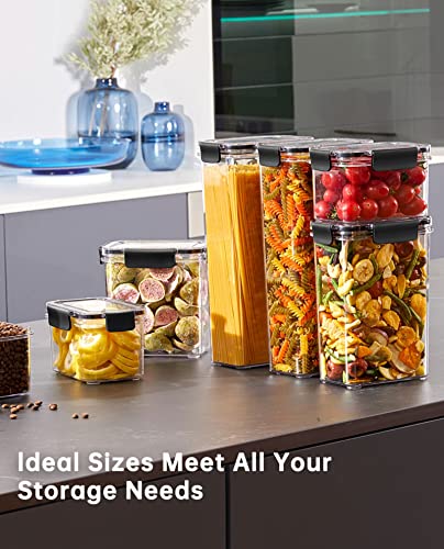 Airtight Food Storage Container Set, 15 Pack Cereal Containers Plastic Food Canisters with Lids, BPA Free,for Pantry Organization Flour Sugar Storage, Marker and Labels