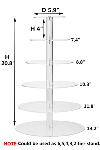 Cupcake Stand, 6 Tier Large Cupcake Tower Display, Round Cupcake Holder, Acrylic Dessert Stand, Pastry Display Tree for Party, Wedding, Baby Shower.