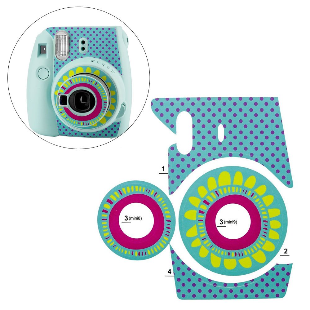 6 Decorative Camera Stickers Compatible with Your Fujifilm Mini Cameras β Color Variety: Light Blue, Pink, Purple, Turquoise, White, Yellow β Deluxe Bundle