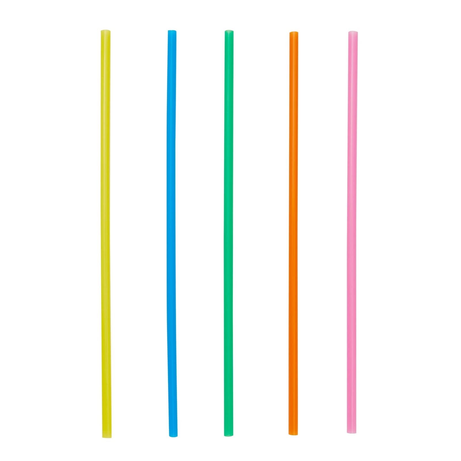 600-Pack Colorful Individually Wrapped Plastic Drinking Straws, Extra Long, Bulk, Disposable Party Supplies, 5 Colors (10.2 in)