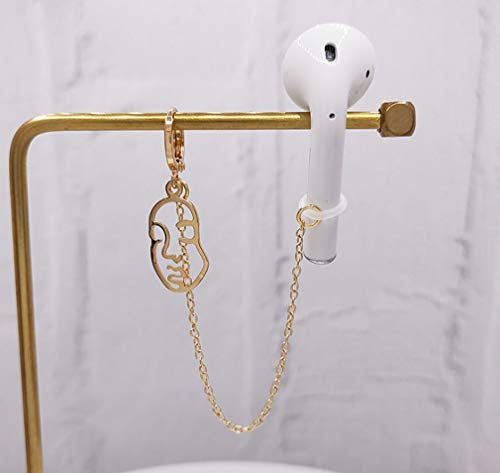 Airpod Earrings Anti Lost Earring Strap for Airpods Anti Lost Strap for Airpods Pro, Wireless Earhooks Earbuds Earphone Holder Connector, Compatible with Airpods 1 2 3 (Gold face Style)