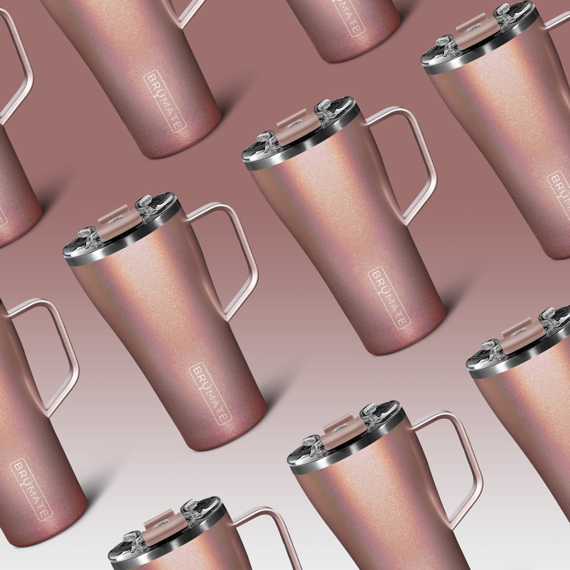 BrüMate Toddy 22oz 100% Leak Proof Insulated Coffee Mug with Handle & Lid - Stainless Steel Coffee Travel Mug - Double Walled Coffee Cup (Glitter Rose Gold)
