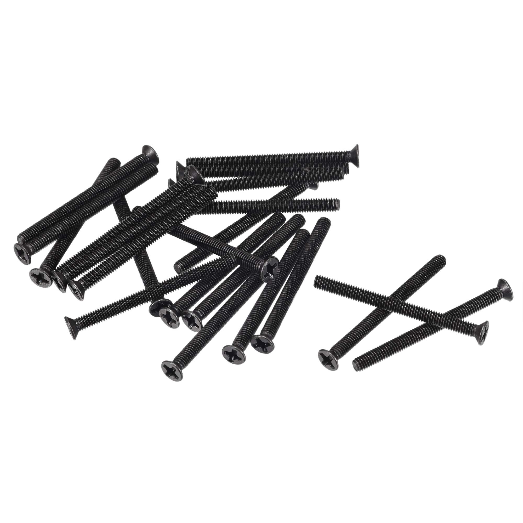 uxcell M3 x 35mm Phillips Screw Fastener Black for Laptop PC TV Fan Switch 50pcs