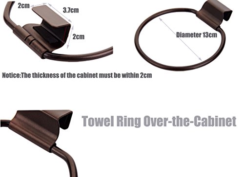 Fashionclubs Iron Towel Ring Over-The-Cabinet Door for Kitchen and Bathroom,Bronze (2)