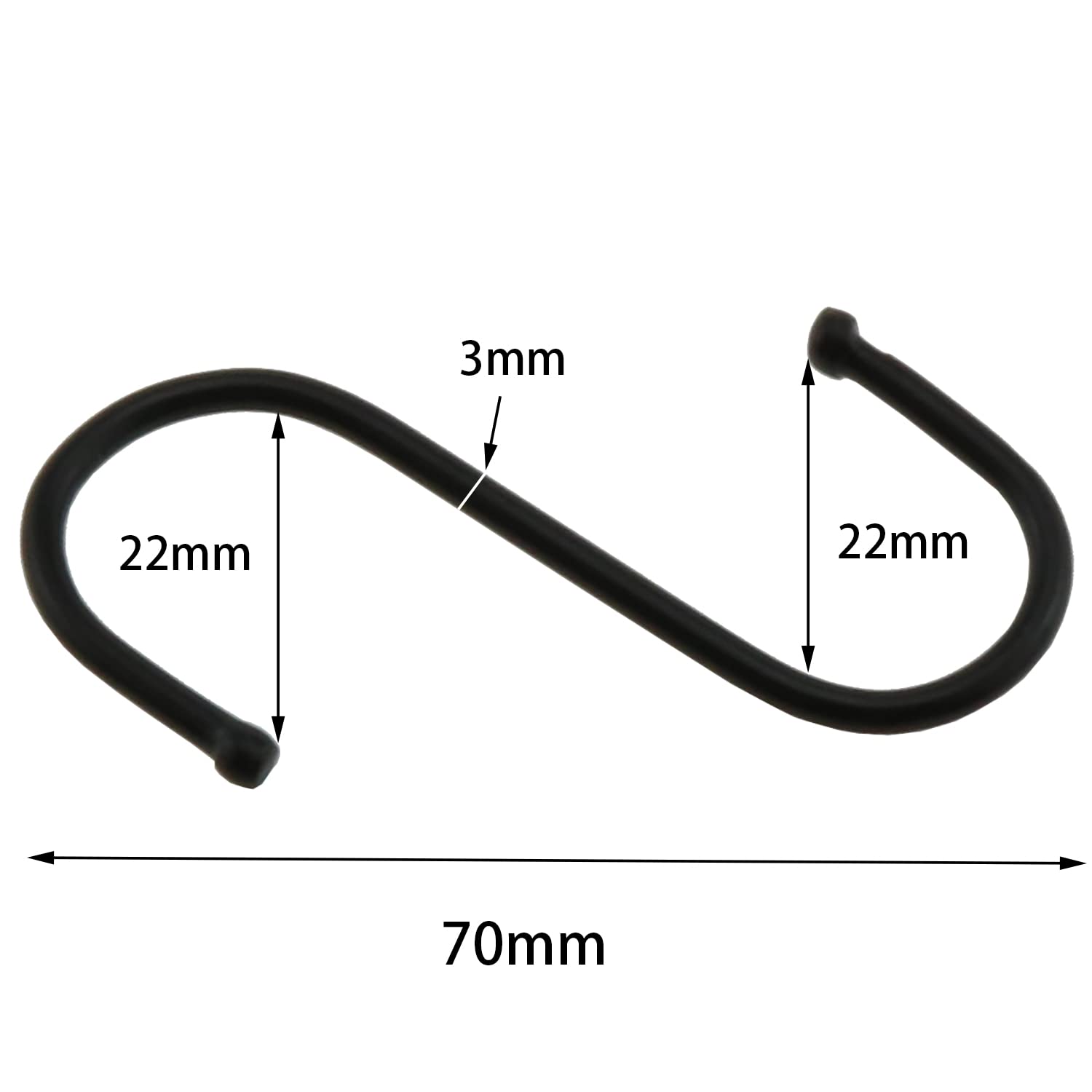 E-outstanding S Hook 12PCS 2.7 x 0.8 x 0.1Inch Black Heavy Duty Stainless Steel S-Shaped Hooks Hangers for Hanging pots and Pans, Plants, Utensils, Towels Small Size Hanging Hook