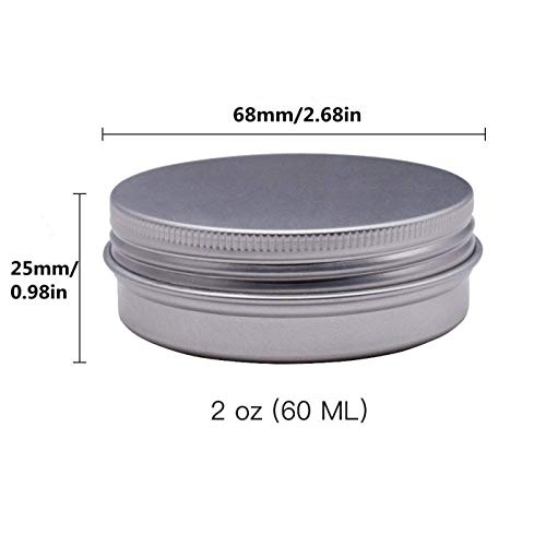 Healthcom 21-Pack 1 Oz/30ml Round Aluminum Tin Cans Screw Top Metal Lid Tins Makeup Cream Lip Balm Jars Empty Cosmetic Storage Sample Container Boxes Organization Kit for Lip Balm Salve Crafts Spice Candles Tea Gifts,Silver