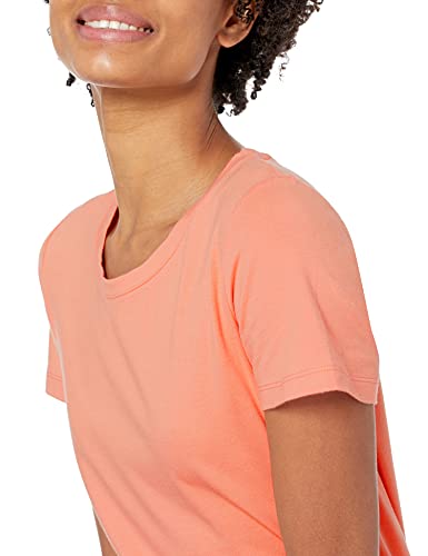 Amazon Essentials Women's Classic-Fit Short-Sleeve Crewneck T-Shirt, Pack of 2, Blue/Coral Orange, Medium