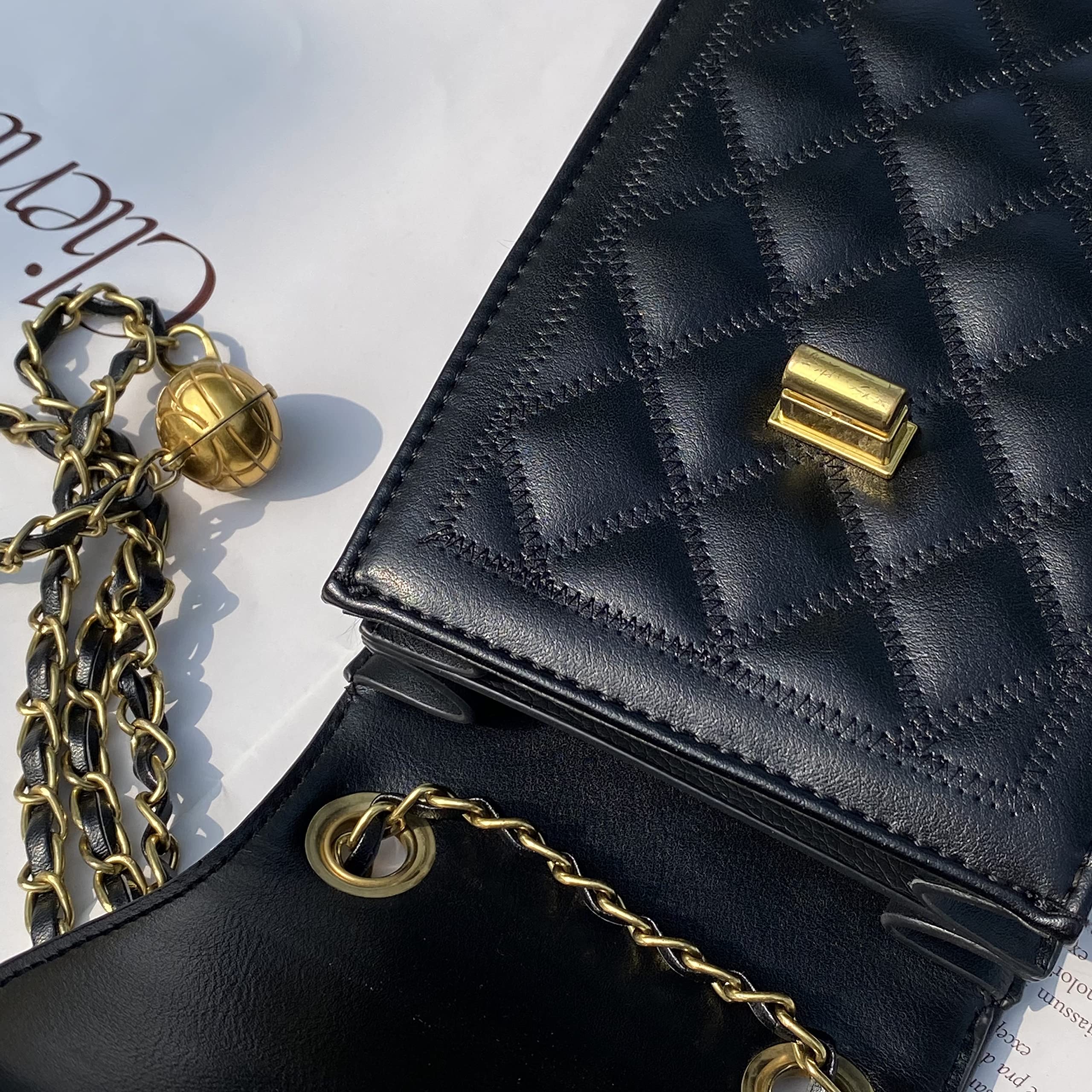 Seagloca 7.9β Women PU Leather Quilted Crossbody Bag Shoulder Bag Phone Wallet Purse Chain Bag Clutch (White)