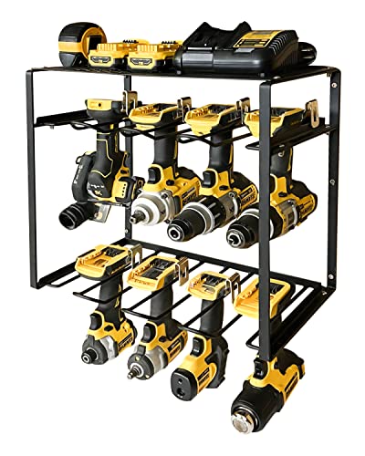 HAVEDAWN Power Tool Organizer Wall Mounted 3 Layer Garage Organization Drill Holder Heavy Duty Tool Organizers Tool Storage Holder Tool Storage Rack for 8 cordless Drill Holders Men Father's Day Gifts