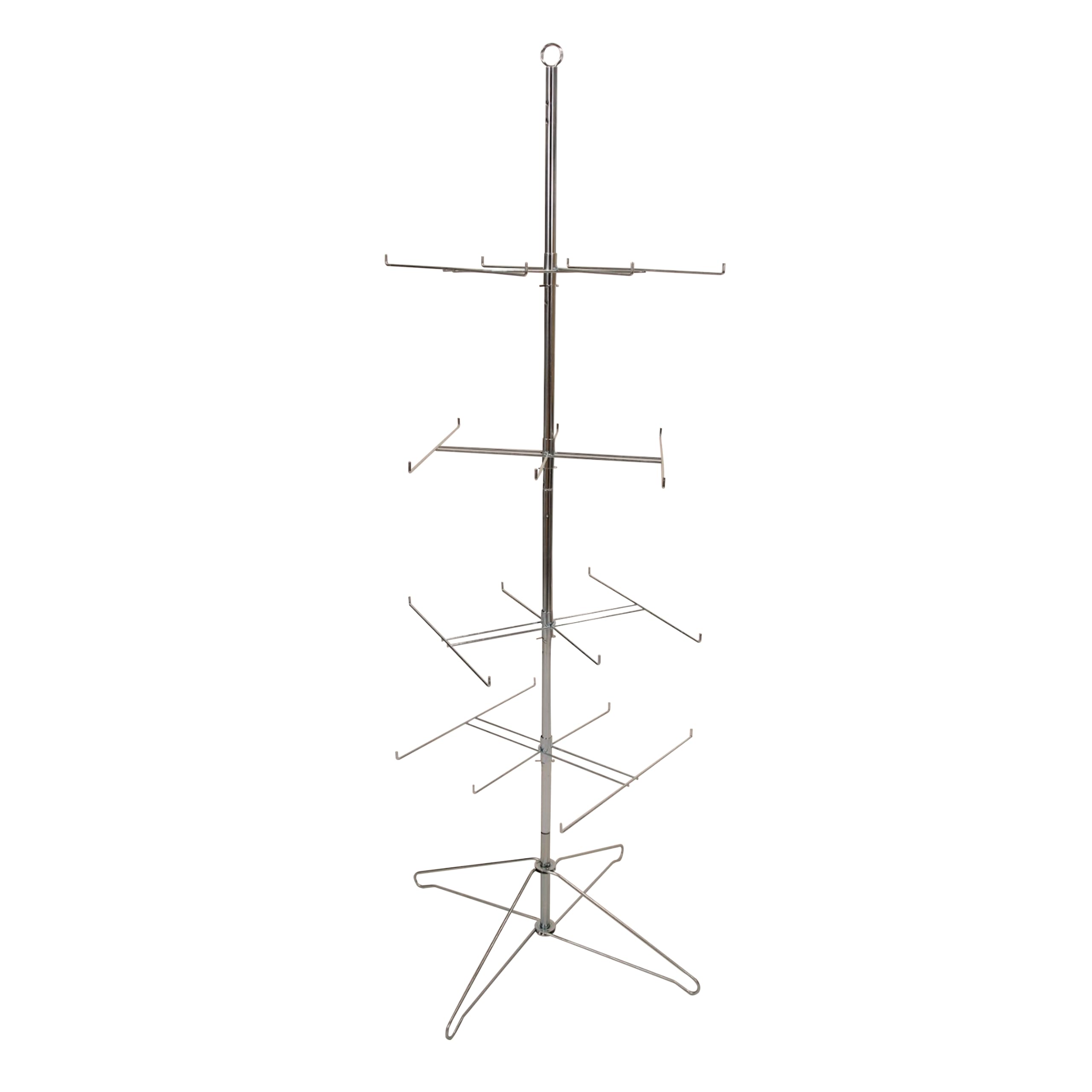 SSWBasics 4-Tier Chrome Wire Spinner Rack (4 tiers - space 12” apart) - Rotating Jewelry Display Organizer - Floor Spinner Rack - Perfect for Food Items and Fashion Accessories
