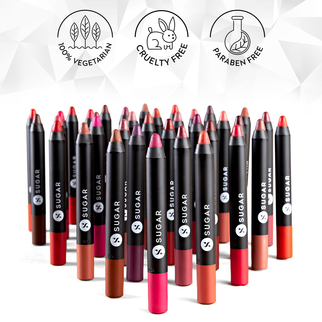SUGAR Cosmetics Matte As Hell Crayon Lipstick32 Miss Rosa (Dusky Rose) with SharpenerHighly pigmented, Creamy Texture, Long lasting Matte Finish