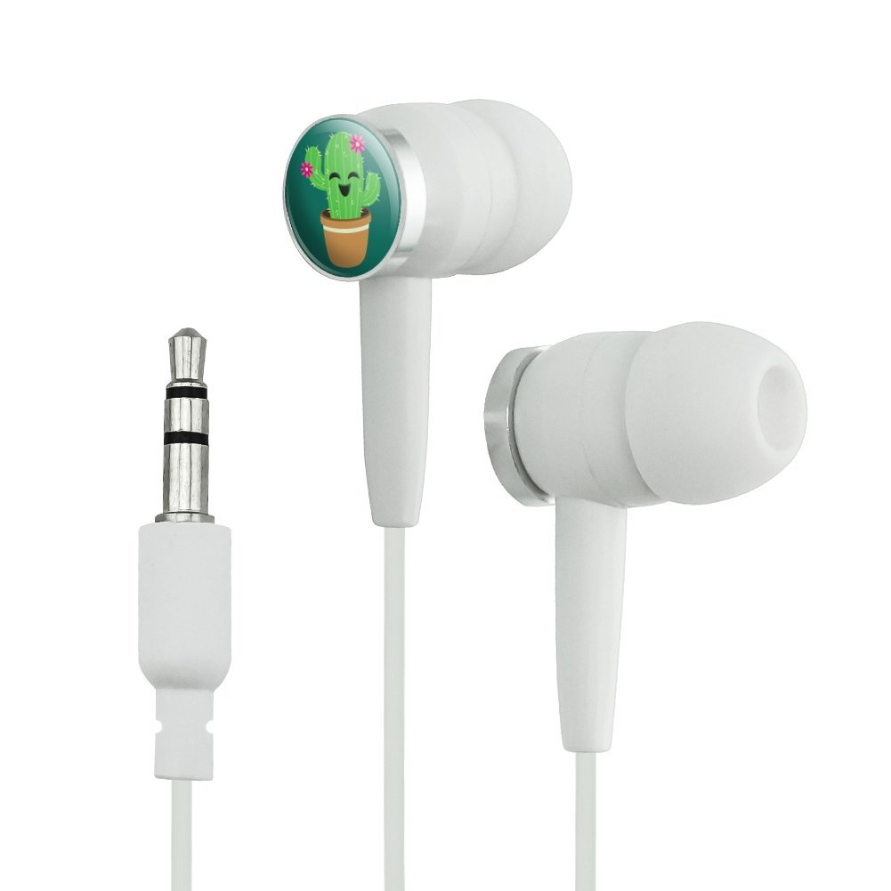 GRAPHICS & MORE Cute Cactus in Pot with Pink Flowers Novelty in-Ear Earbud Headphones