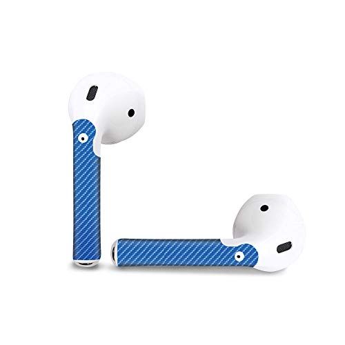 IPG for AirPods 1-2 Stickers Wraps Adhesive Decal Skin for case and Ear Pieces Protective and Decorative Set (Blue Carbon Fiber 4D)