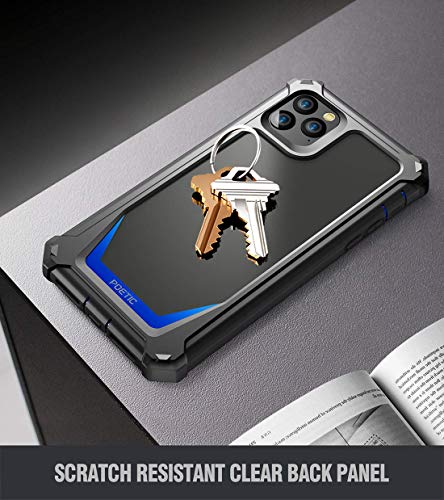 iPhone 11 Pro Case, Poetic Full-Body Hybrid Shockproof Rugged Clear Bumper Cover, Built-in-Screen Protector, Guardian Series, Case for Apple iPhone 11 Pro (2019) 5.8 Inch, Blue/Clear