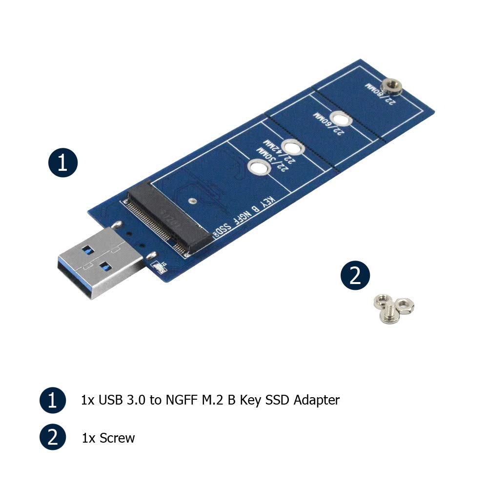 GODSHARK M.2 to USB Adapter, B Key M.2 SSD Adapter USB 3.0 (No Cable Needed), USB to 2280 M2 SSD Drive Adapter, NGFF Converter SSD Reader Card