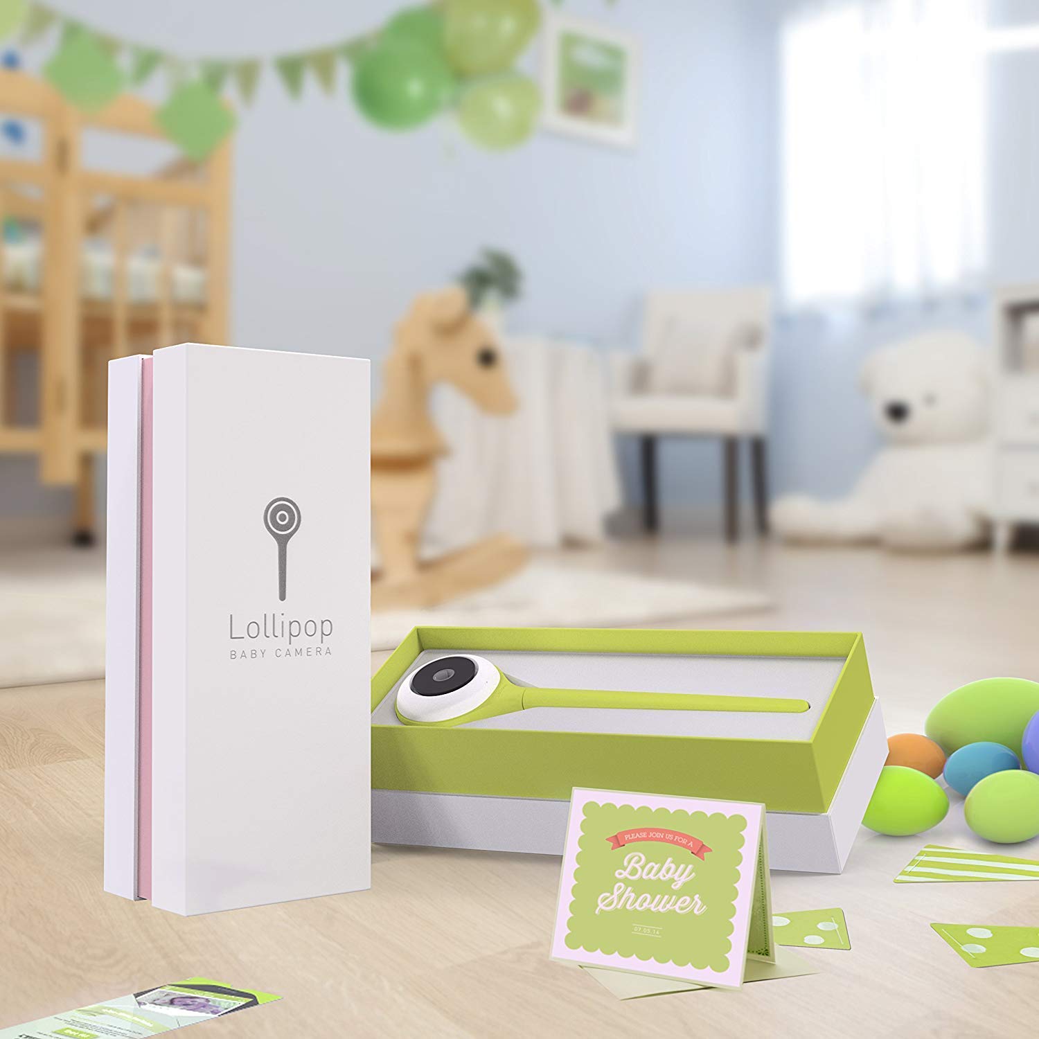 Lollipop Baby Camera with True Crying Detection, Smart Baby Monitor with Camera and Audio with Two Way Talk Back. an Ideal Gift for Baby Shower. Comes with Infrared Night Vision. (Pistachio)