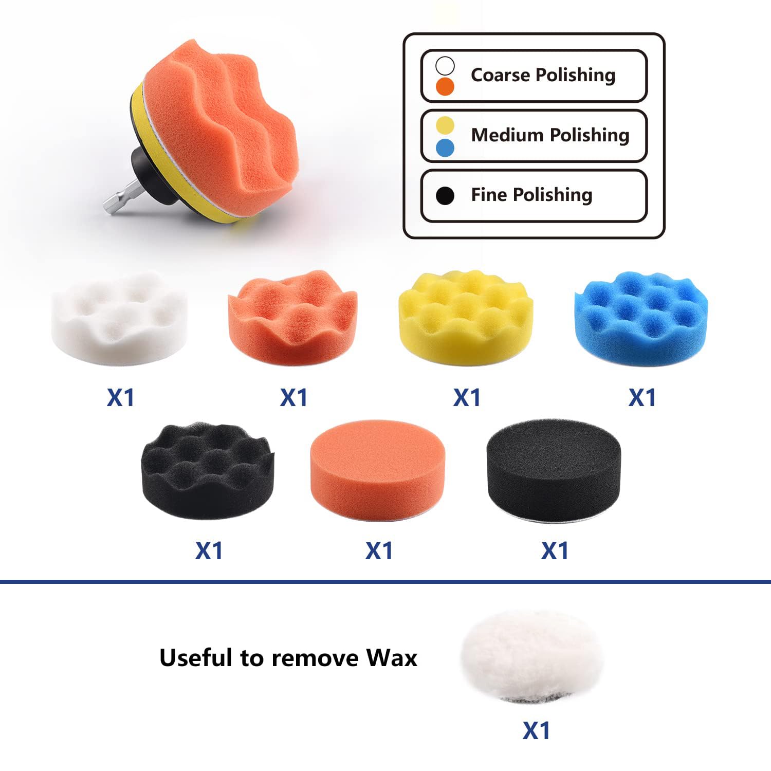 98Pack 3 Inch Car Buffer Polisher Kit with 5/16" & 1/4" Shanks for Sanding, Polishing, Waxing, Sealing Glaze,Sanding Pads Includes P1000-3000 for Drill Attachment
