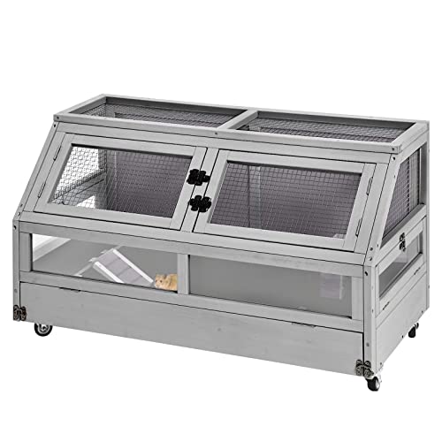 Aivituvin Guinea Pig Cage Anti-Chewing Hamster Cage Indoor Outdoor Small Animal Cages with Chewing Toy, Food Bowl, Hideout and Deep Leakproof Tray