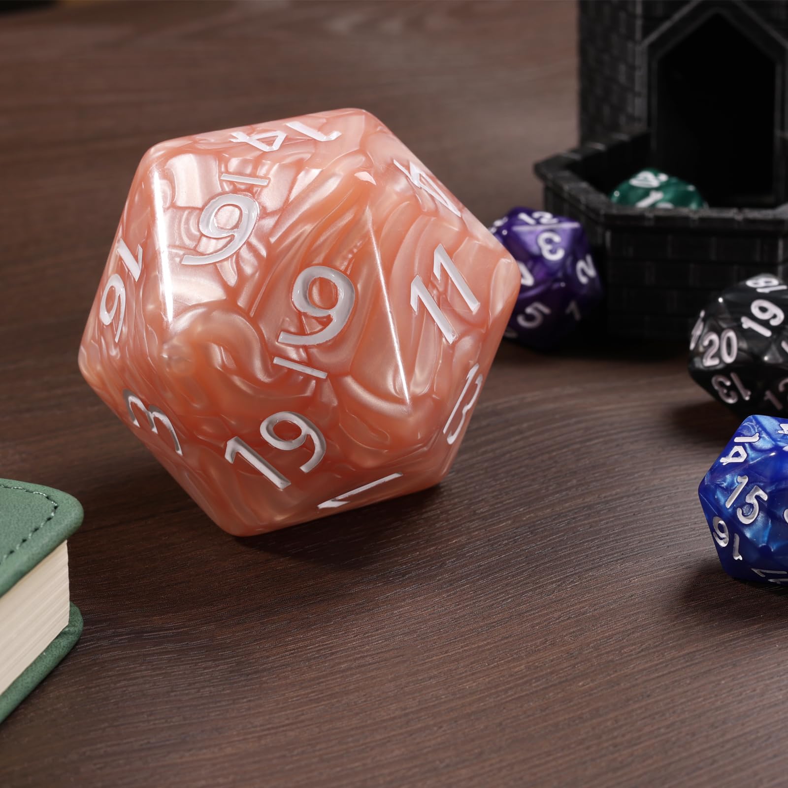20 Sided DND Dice,D20 Giant Polyhedral Dice,55mm Titan Large Pearl Color D20 Dice,20 Sided Cube D&D Dice Set for Dungeons and Dragons, RPG, MTG Table Games(Black-Pearl Series)