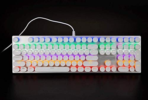 HJJWL Gaming Keyboard and Mouse, Gaming Mechanical Keyboard Blue Red Switch 104key RU/US Wired Keyboard Anti-ghosting RGB/Mix Backlit LED USB for Gamer PC Laptop (Color : White)