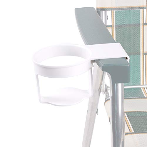 Lawn Chair USA Attachable White Cup Holder for Large Cans, Bottles, Cups, and More | Only Fits Lawn Chair USA Chairs