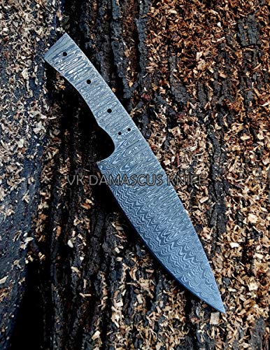 JNR Traders Forged Damascus Steel Chef Knife Blank Blade for Knife Making Diy Professional Kitchen Knives Blanks 10.50" Jnr6045Ld