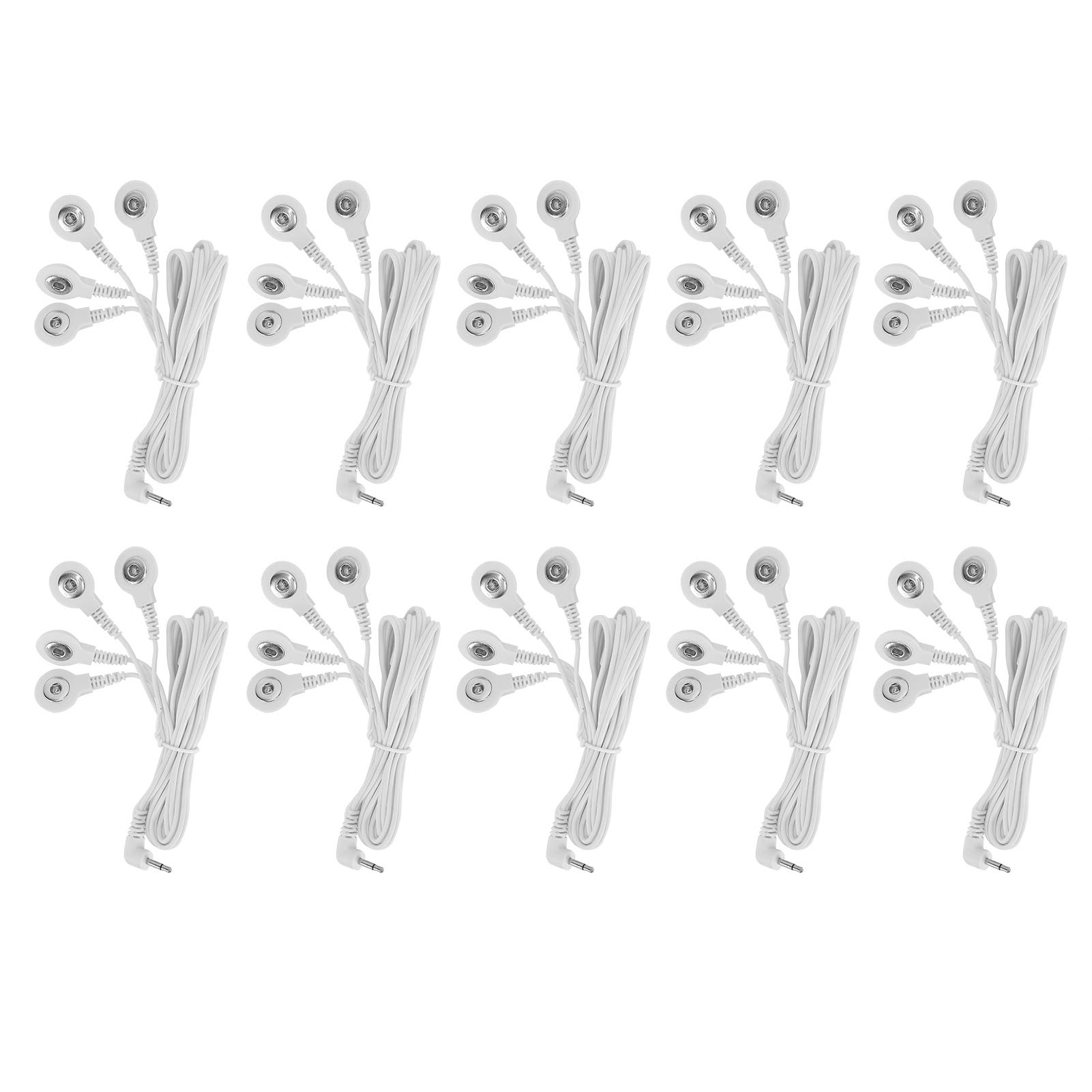 Sonew 10pcs DC 2.5mm 4 Button Electrode Wire Cable, Compatible Wires for Digital TENS Massage Machine